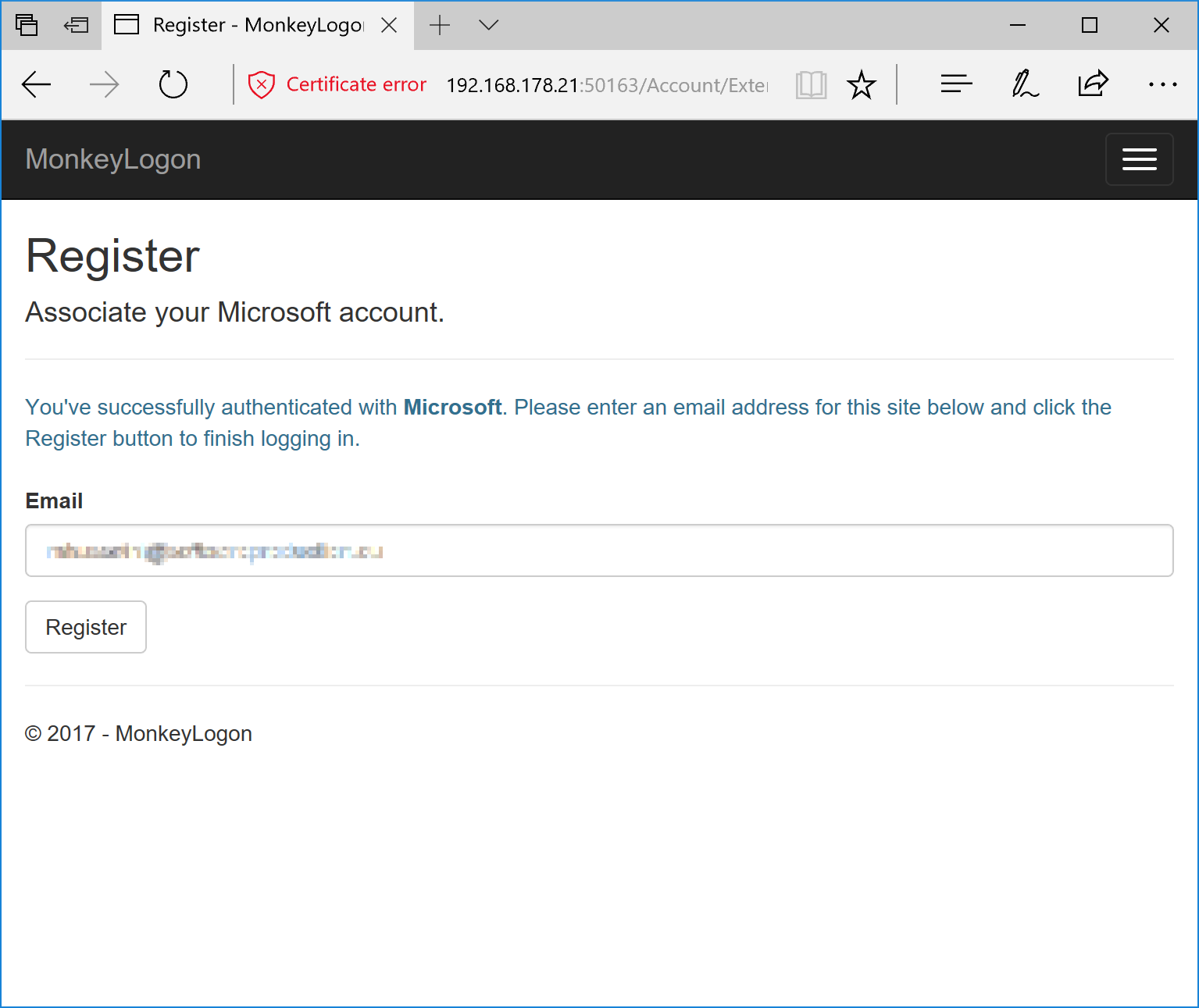 Authentication suscessful: confirm user in Monkey Logon ...